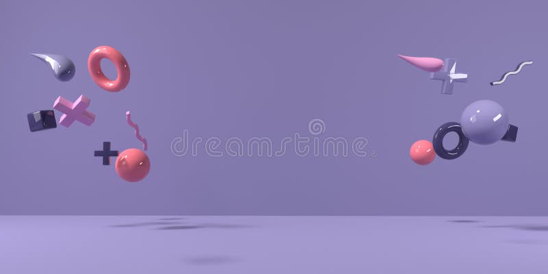 Floating Abstract Geometric Shapes - 3D Stock Illustration ...