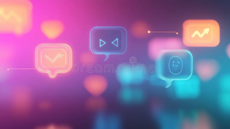 Floating Abstract Icons of Chats and Connections Represent Digital ...