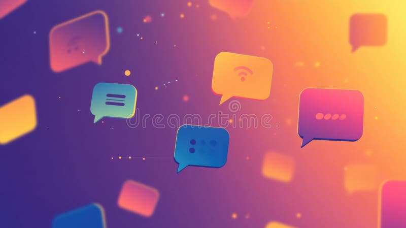 Colorful Abstract Icons Representing Chats, Arrows, and Connections ...