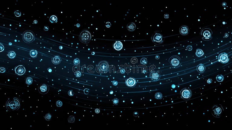 Floating AI Assistant Icons Create a Stunning Constellation Against the ...