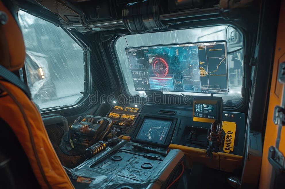 A Floating AI Assistant Projecting a Weather Forecast in a Storm Chaser ...