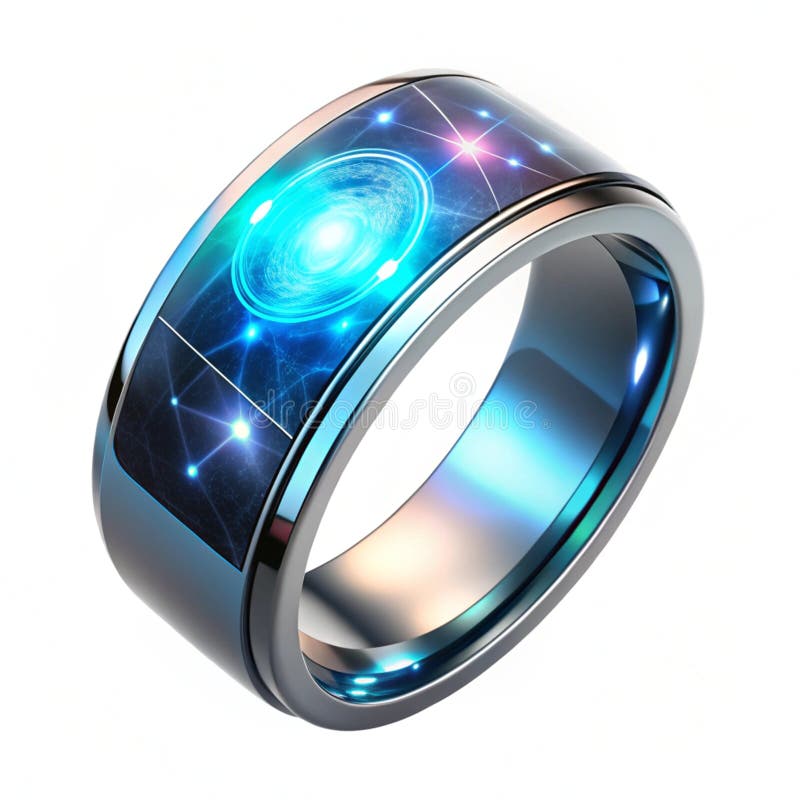 Floating AI-powered Smart Ring with Holographic Projections Stock ...