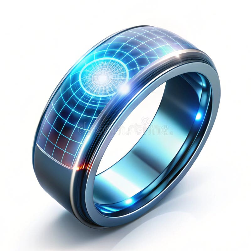 Floating AI-powered Smart Ring with Holographic Projections Stock ...