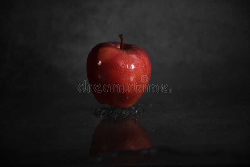 Floating in the Air Red Apple Dark Background Stock Photo - Image of ...