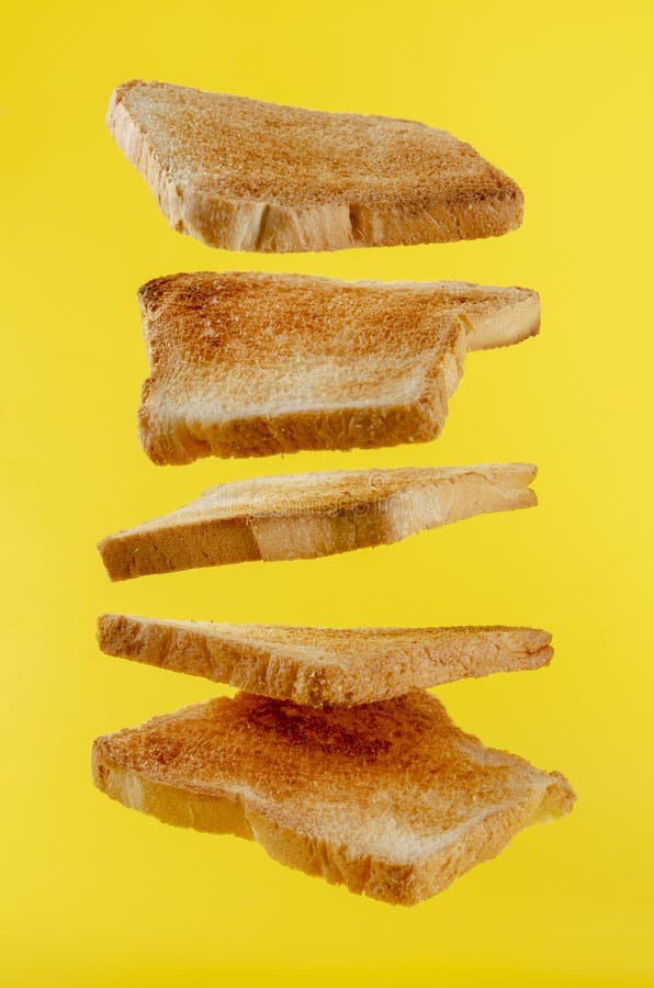 Floating in the Air Toast Isolated on Colored Background Stock Image ...