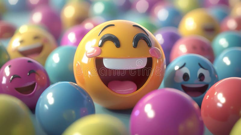 Floating in the Air, a Yellow Smiley Face with Pink Cheeks is ...