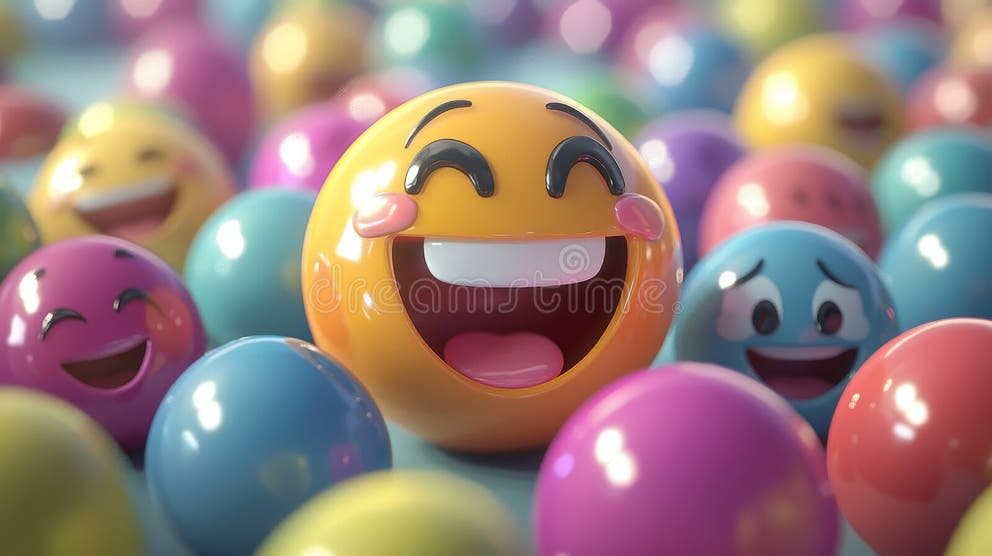 Floating in the Air, a Yellow Smiley Face with Pink Cheeks is ...