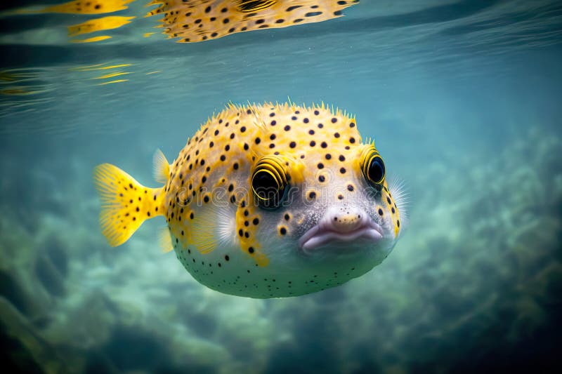 Floating Along Sandy Seabed Beige Puffer Fish Stock Illustration ...