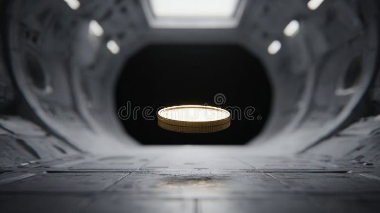 Floating Animated Coin Flip in a Zero Gravity Environment with an Empty ...