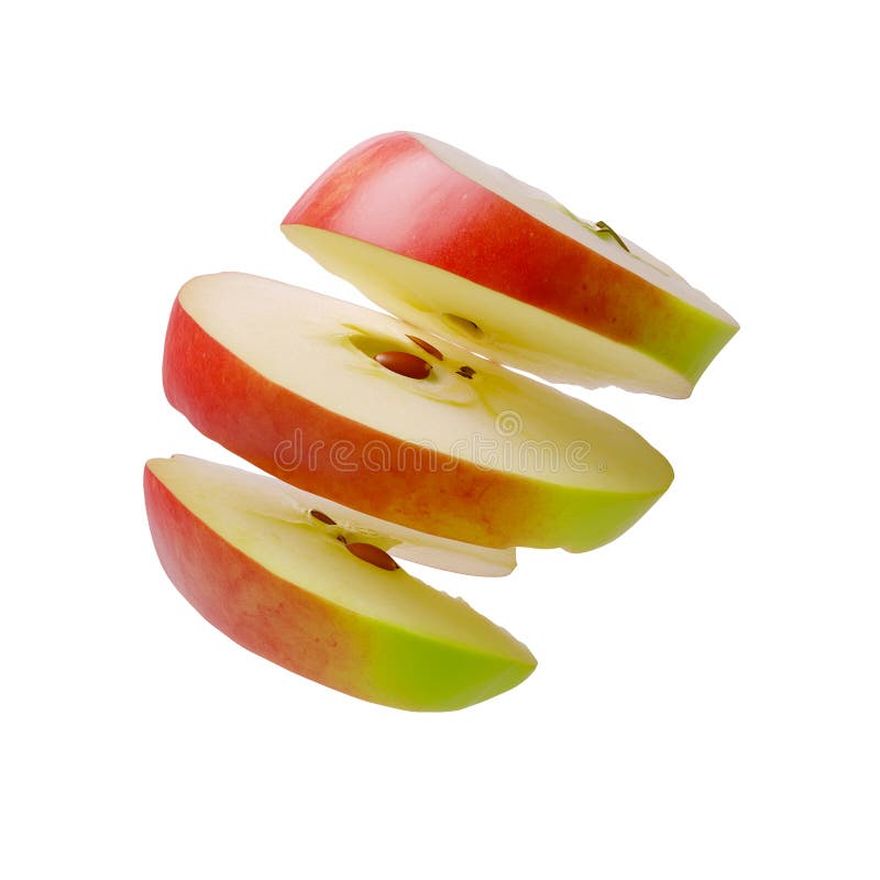 Floating Apple Slices in the Air on Transparent Background, Fresh Fruit ...