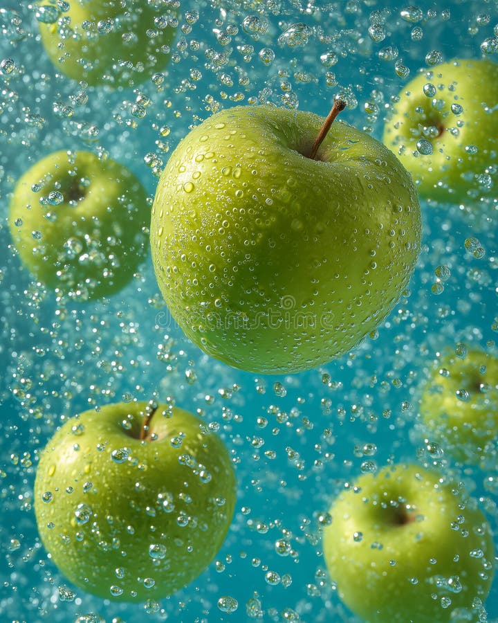 Floating Apples in Abstract Space with Dramatic Lighting and Japanese ...