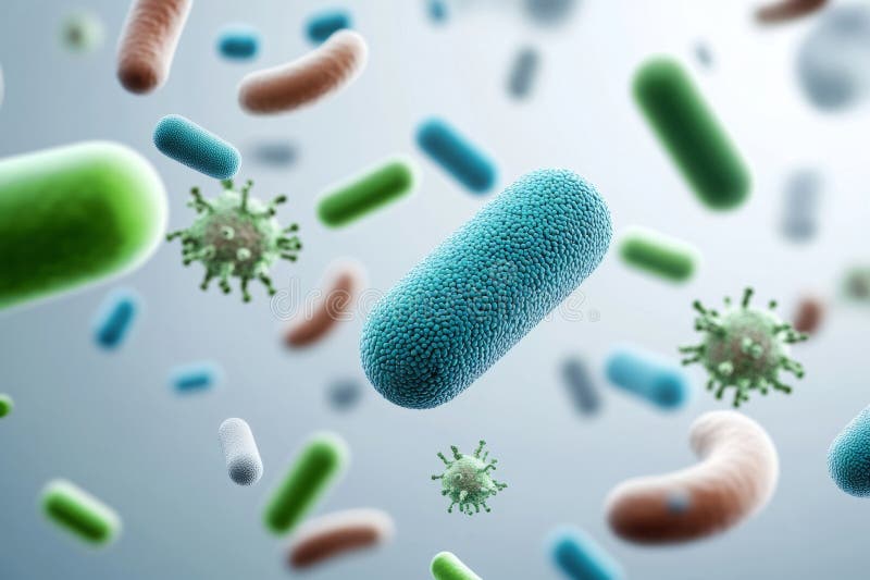 Floating Bacteria Cells Under Microscope Stock Photo - Image of ...