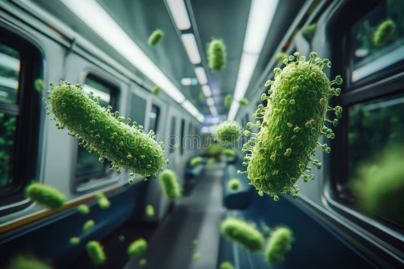 Green Bacteria Floating Inside an Empty Subway Train during the Day in ...