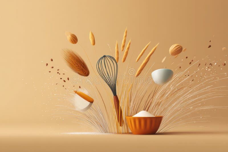 Floating Bakery Elements Create a Whimsical Culinary Display with Whisk ...