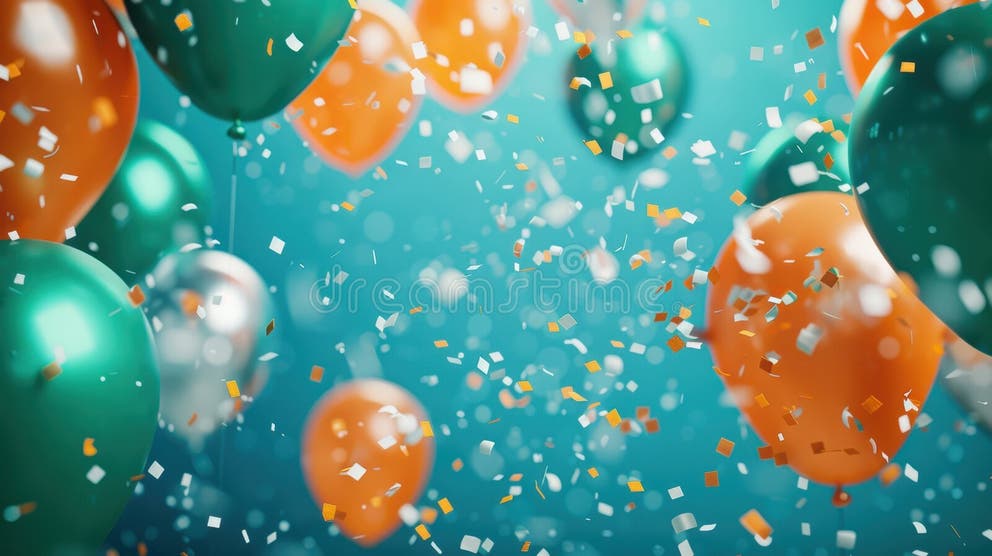 The Floating Balloons and Confetti. AI Generated Stock Image - Image of ...