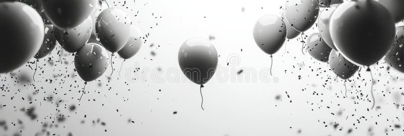 Floating Balloons with Falling Confetti, Festive Celebration Concept in ...
