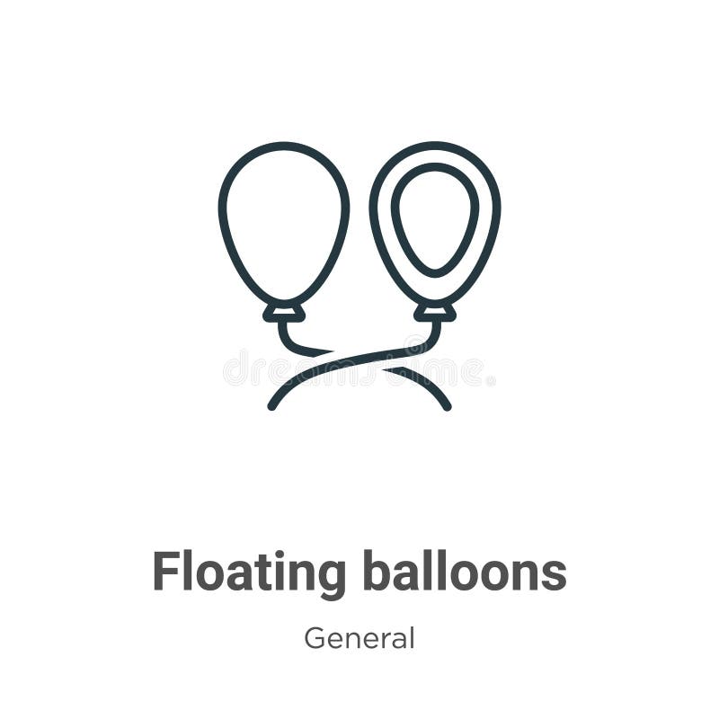 Floating Balloons Outline Vector Icon. Thin Line Black Floating ...