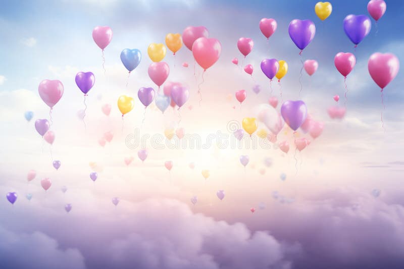 Floating Balloons Whimsical Background Stock Illustration ...