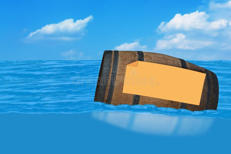 Floating Barrel on the Sea, Copy Space Stock Photo - Image of retro ...