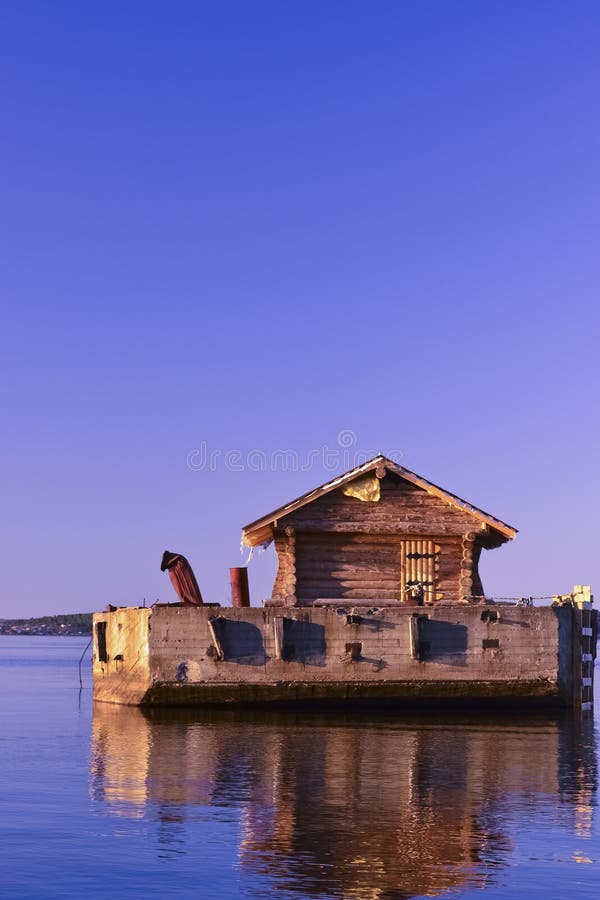 Floating bath on Onega stock image. Image of house, horizon - 20957499