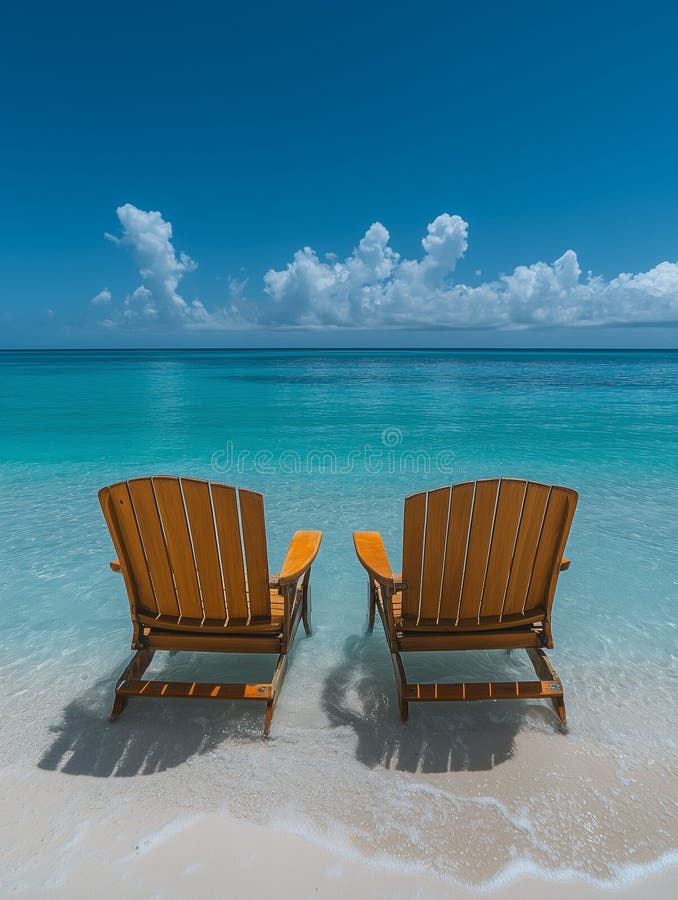 Floating Beach Chairs on Crystal Water Stock Illustration ...