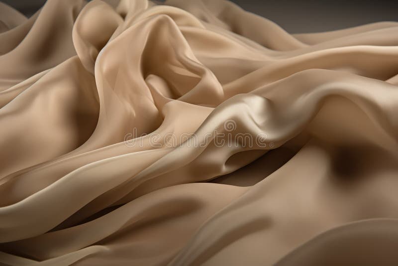 Floating Beige Fabric, Abstract Textile Wavy Background. Generative AI ...