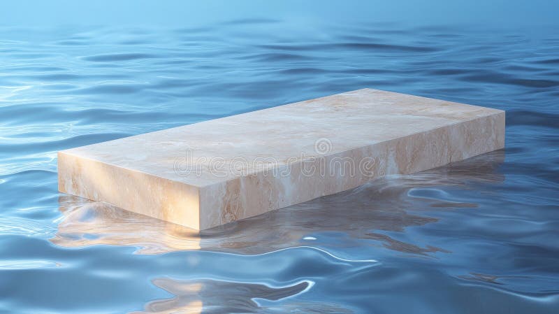 Floating Beige Stone Platform on Blue Water Stock Illustration ...
