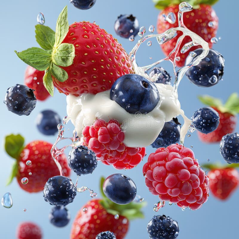 Floating Berries Cream Splashes Stock Photos - Free & Royalty-Free ...