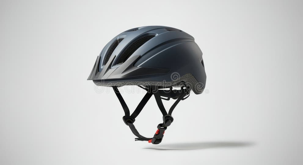 A Floating Bicycle Helmet with Adjustable Straps, on a Solid White ...