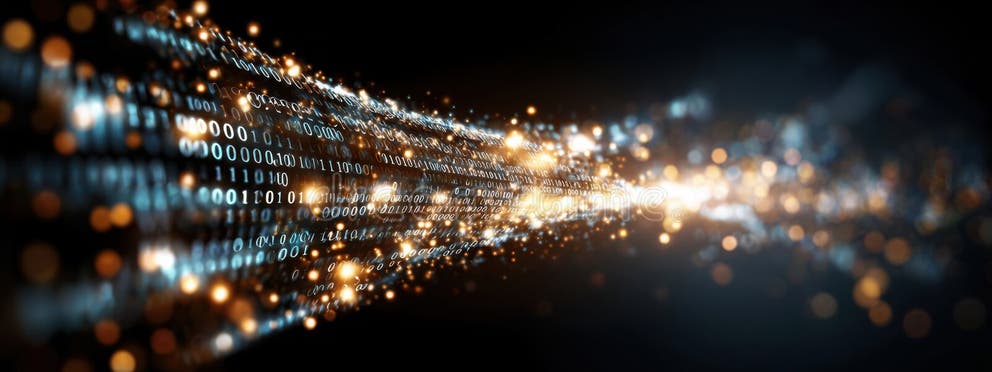 Floating Binary Code and Glowing Particle Background Stock Image - Image of floating, pattern ...