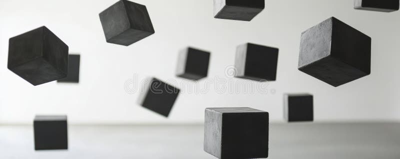 Floating Black Cubes in Minimalistic Space, Abstract Design Concept ...