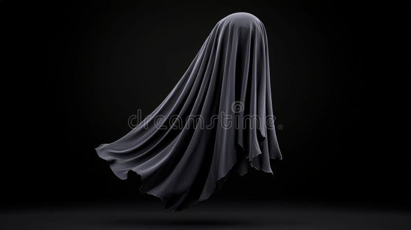 Floating Black Ghost Figure on Dark Background Eerie and Mysterious ...