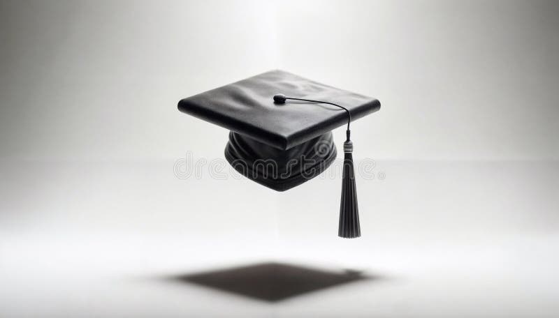 Floating Black Graduation Cap, Centered in a Bright, Soft-lit ...