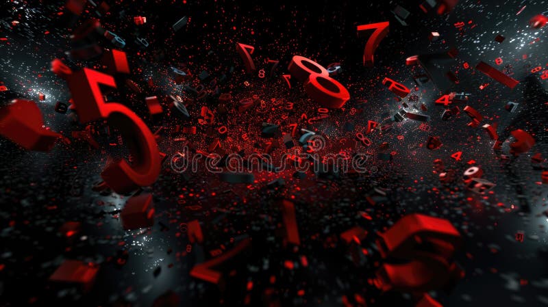 Floating Black and Red 3D Numbers on a Dark Background. Digital Artwork ...