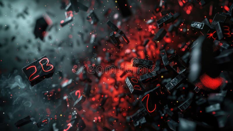 Floating Black and Red 3D Numbers on a Dark Background. Digital Artwork ...