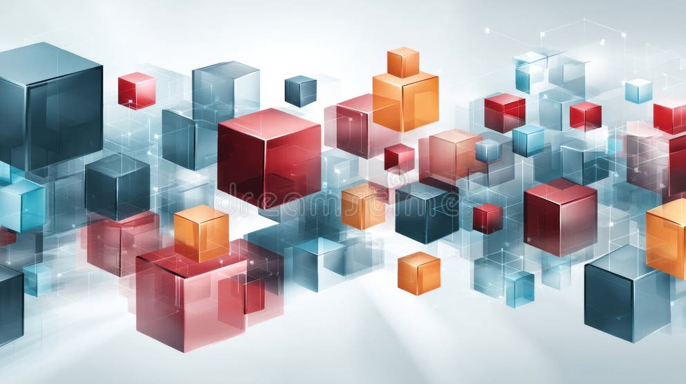Floating Blocks and Cubes Illustrate Blockchain Technology in a Digital ...