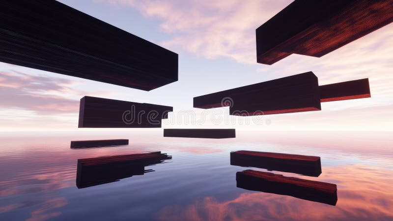 Floating Blocks at Sunset stock illustration. Illustration of peaceful ...