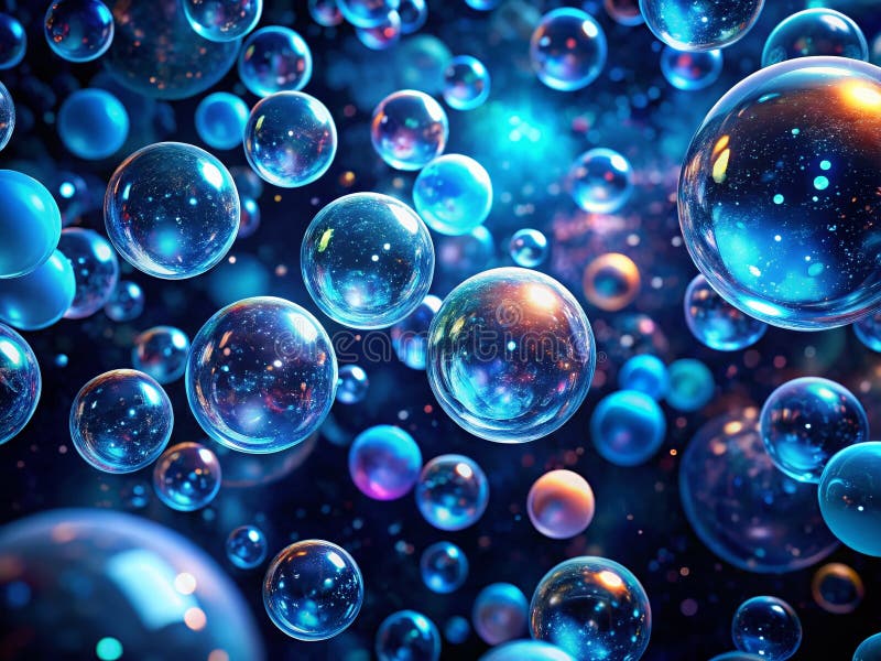 Floating Blue Bubbles in a Sleek Abstract Urban Exploration a ...