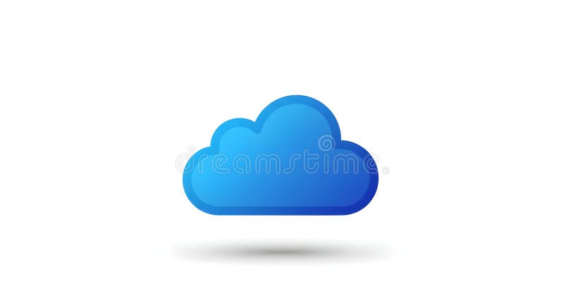 Floating Blue Cloud Icon on White Background Stock Illustration ...