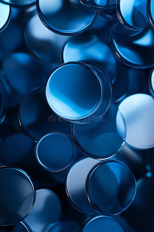 Floating Blue Discs Abstract Background with Light and Shadow Effects ...