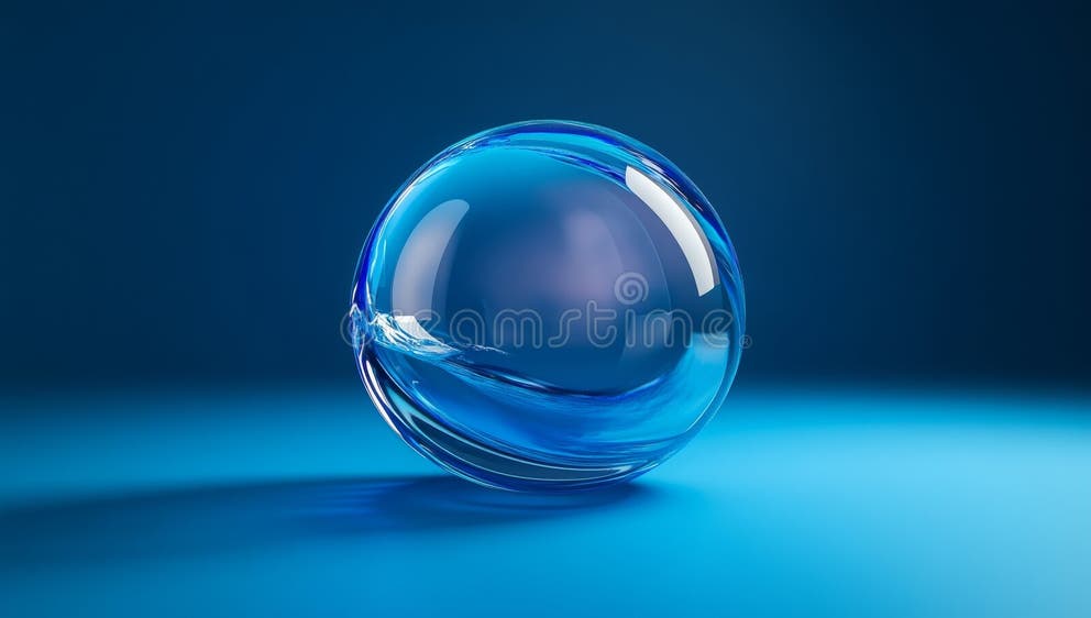 Floating Blue Distorted Droplet on Blue Background, Purity Concept ...