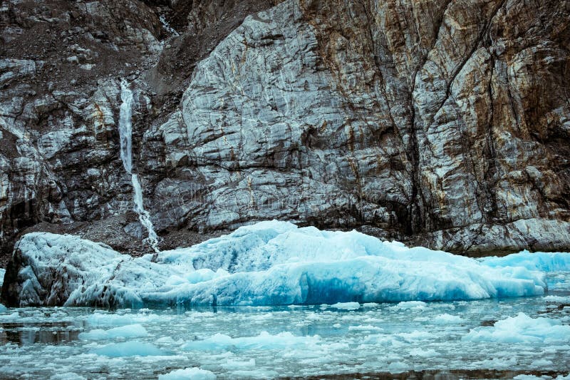 Floating Blue Ice in Front of Geologic Structures at Endicott Arm Near ...