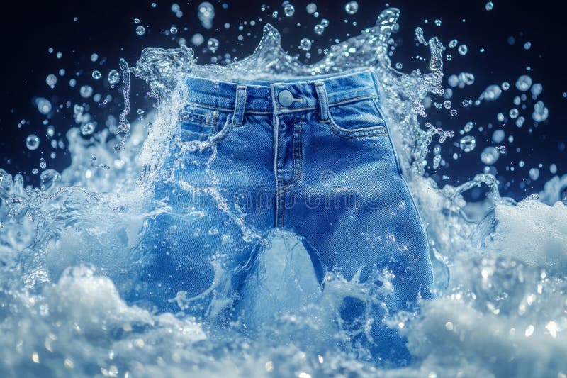 Floating Blue Jeans Surrounded by Soap Bubbles Stock Photo - Image of ...