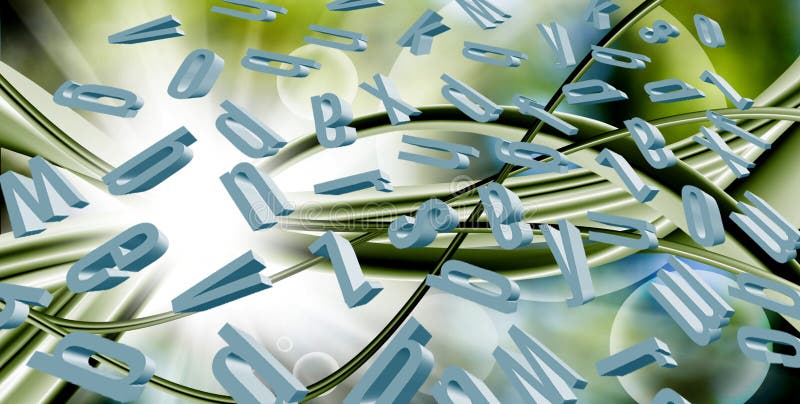 Floating Blue Letters Swirl in an Abstract World of Light and Color ...