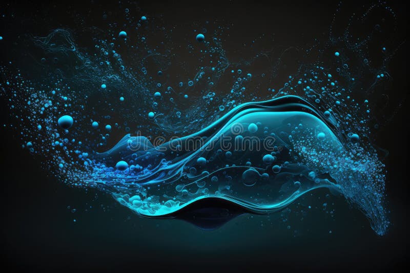 Floating Blue Liquid Wave in Abstract Background with Particles Stock ...