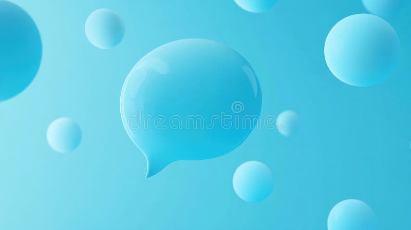 Floating Blue Speech Bubbles on a Light Blue Background for ...