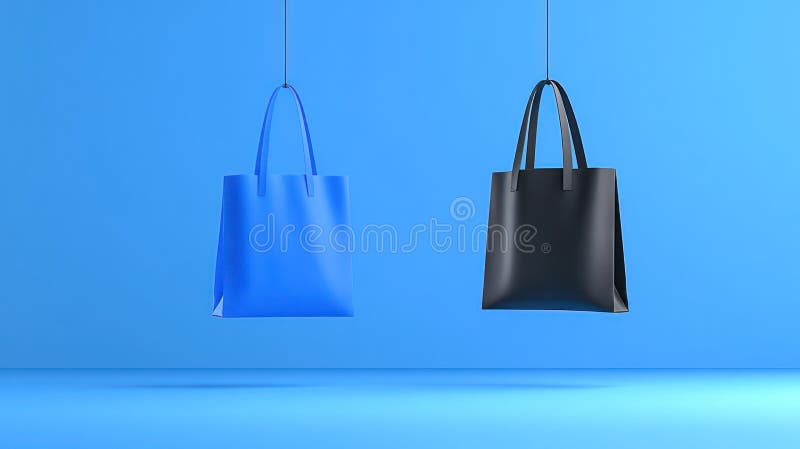 Floating Blue Tote Bag on Gradient Background with Text Space - AI ...
