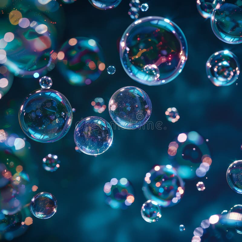 Floating Blue Translucent Spheres with a Soapy Sheen Stock Illustration ...
