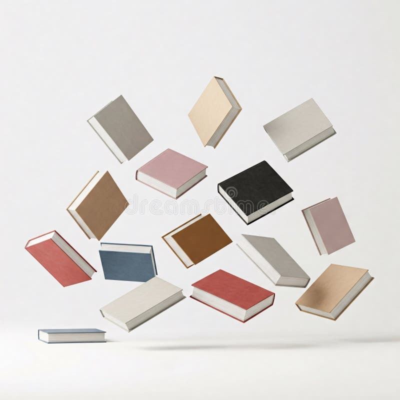 Floating Books, Isolated on White Stock Illustration - Illustration of ...