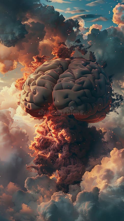 Floating Brain among Dramatic Clouds, Surreal Conceptual Art ...